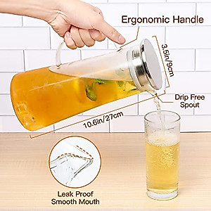 skrkit Glass Pitcher with Lid - 51oz/1.5liter Water Pitcher for Ice Tea and Homemade Juice, Heat Resistant Borosilicate Glass Carafe for Hot and cold Water