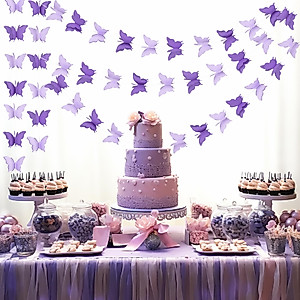 jijAcraft Butterfly Hanging Garland 3D Purple Paper Butterfly Hanging Garlands, 4 Packs Butterfly Birthday Decorations Butterfly for Baby Shower Home Decor Wedding Purple Party Decorations (39ft)