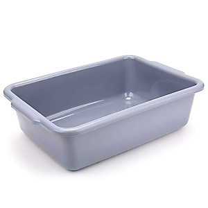 Bekith 3 Pack Plastic Dish Tubs, 13L Commercial Bus Box Wash Tub Basin Tote Box, Grey