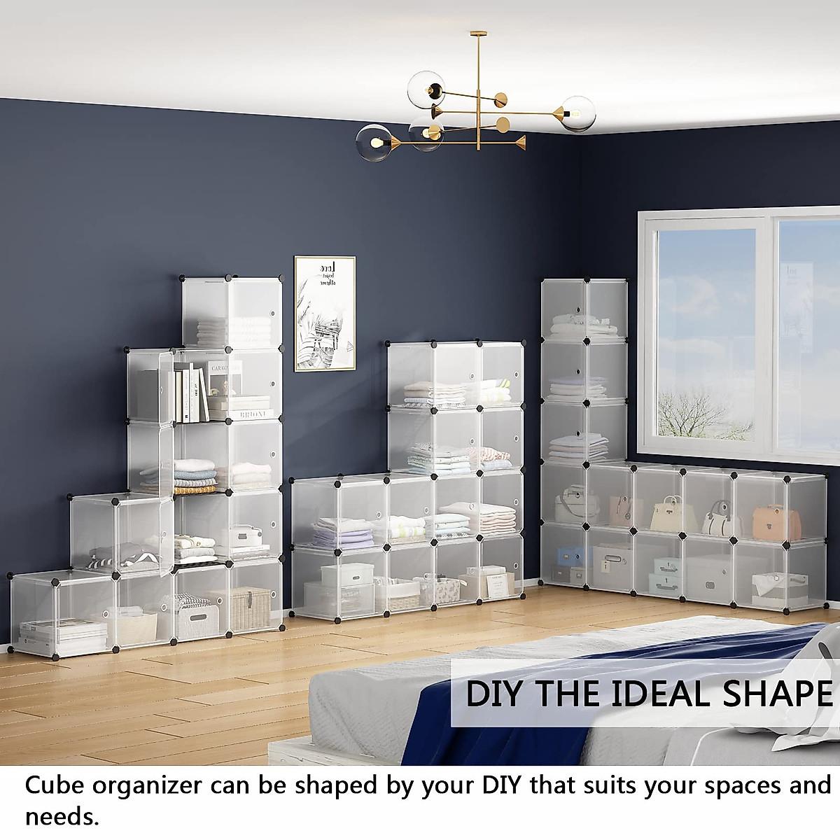 Aeitc 30 Storage Cubes- 14’’x14’’ Cube, More Sturdy (add Wire Panel), DIY Clothes Organizer, Craft Cube Storage with Doors, Bookshelf Units, Toy Storage Cabinets