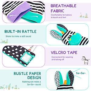 Baby Wrist Rattles Sock Toys - Newborn Baby Sock Toys 0-6 Months, Foot Finder and Wrist Rattle Set Hand and Feet Rattle for Babies, Infant Rattle Socks Toy, Soft Sensory Toy for Baby Boy Girl Gift