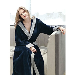 Artfasion Women Robes Long Soft Hooded Bathrobes Sleepwear Winter Warm Ladies Housecoat Gift Robe