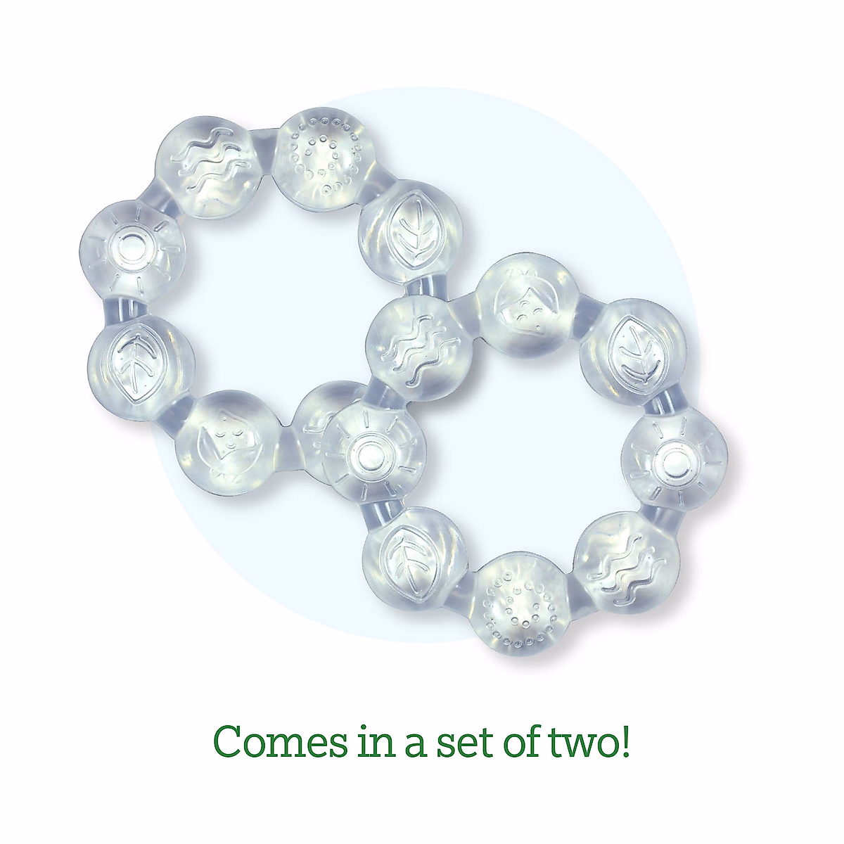 green sprouts Cooling Teether (2pk) | Soothes Gums & Promotes Healthy Oral Development | Safer Plastic Filled with sterilized Water, Chill for Extra Relief, Textured Surface to Massage Gums