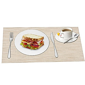 VMVN Placemats,Washable Woven Place Mats for Dining Table,Heat-Resistant PVC Table Mats Set of 6,Easy to Clean