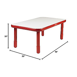 Children’s Factory-AB745RPR20 Baseline 48"x30" Rect. Table, Homeschool/Playroom Furniture, Kids Activity Table for Preschool/Classroom Learning, 20" Legs, Red