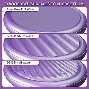 Round Water Bed Matresses - Purple Softside Waterbed Zero Pressure Water Bed Strong Bearing Suitable for The Elderly, Children, Adults (86.6inch, 50% Medium Wave)