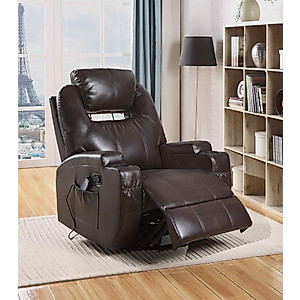 ACME Recliner with Massage, Brown PU
