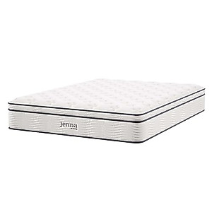Modway MOD-7090-WHI Jenna 12" Innerspring and Foam King Mattress, White