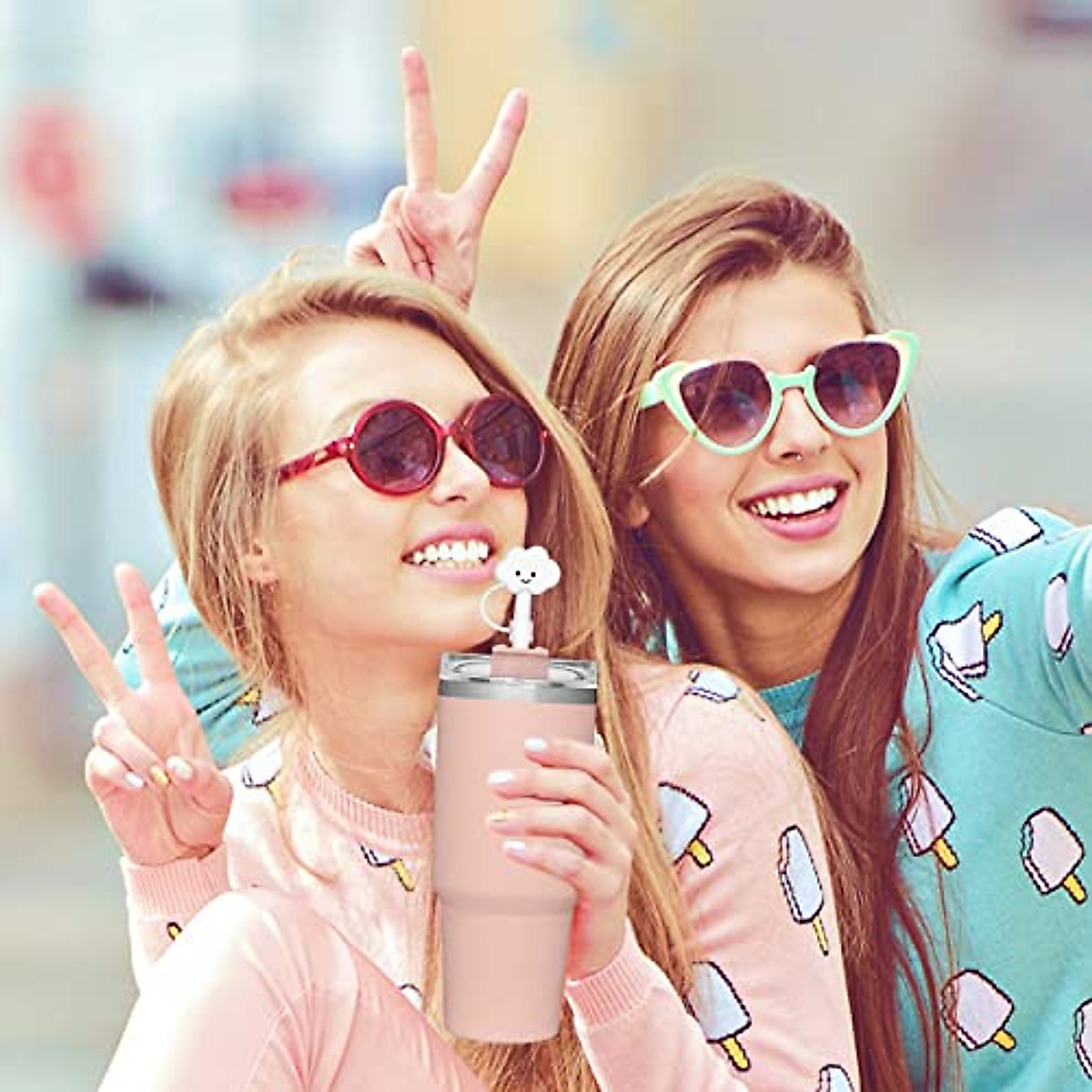 AIERSA Straw Cover for Stanley Cup,4Pcs Cloud Straw Covers Compatible with Stanley 30&40 Oz Tumbler with Handle,Silicone Straw Topper for Stanley Cups Accessories