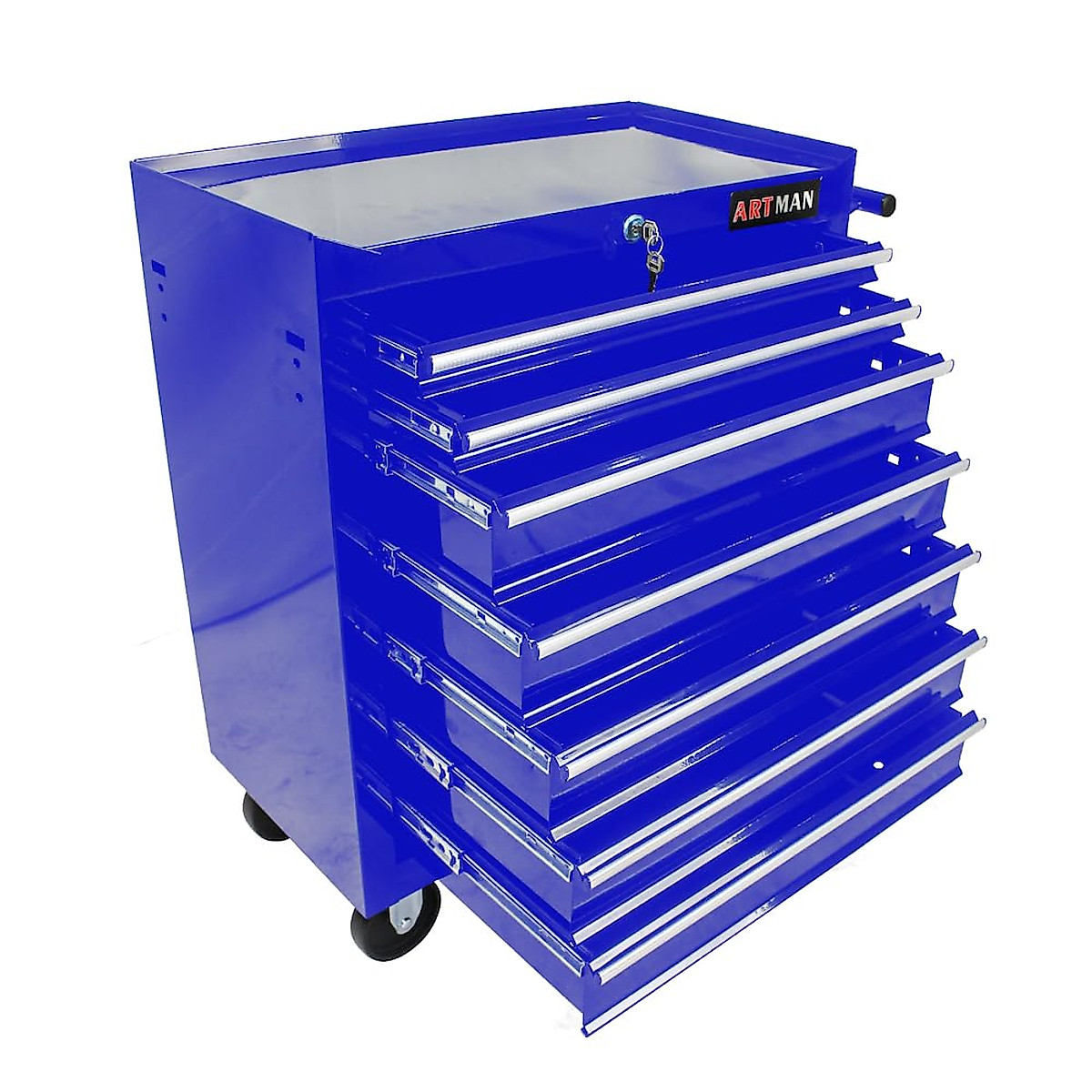 Rolling Tool Cart with Drawers and Wheels Mechanics Tool Cabinet Heavy Duty Lockable Tool Chest Multifunctional Tool Cart (7 Drawers, Blue)