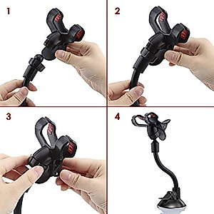 ivoler Car Phone Mount Windshield, Long Arm Clamp Universal Windshield with Double Clip Strong Suction Cup Cell Phone Holder Compatible with iPhone 13 12 11 Pro XS Max 7 8 6 Plus for Galaxy S22 Ultra