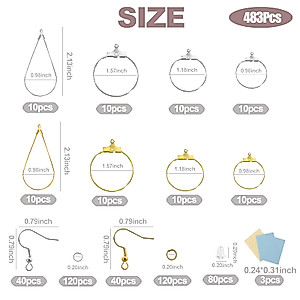 XKCWXY 483Pcs Earring Making Kit with Beading Hoop Earring Finding Component Accessories,Earring Hooks,Jump Rings,Earring Backs for Jewelry Making DIY Craft