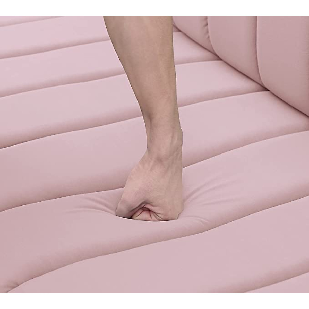 60" Contemporary Loveseat Sofa with 2 Pillows Modern Upholstered Twin Size Small Loveseat Couch Accent Sofa for Small Spaces Cashmere Sofa Couch with Golden Metal Legs for Bedroom Living Room (Pink)