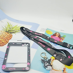 Kuluomi Cute Badge Card Holder with Lanyard, ID Credit Card Holder Purse Pouch Card Case Neck Pouch Wallet Durable Card Holder for Students Teens