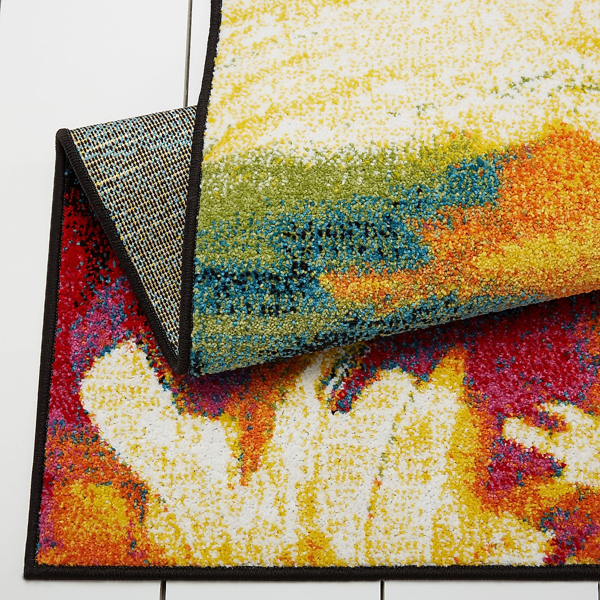 Home Dynamix Splash Mondrian Area Rug 19.6"x31.5", Abstract Black/Blue/Pink/Yellow