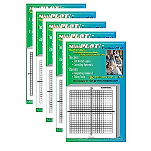 MiniPLOTs adhesive backed Graph Paper for Algebra: Five count - 3" x 3" pads - X Y axis coordinate grid templates printed on Post-It pads. 50 graphs per pad. Grid = 20x20 units. Use for homework!