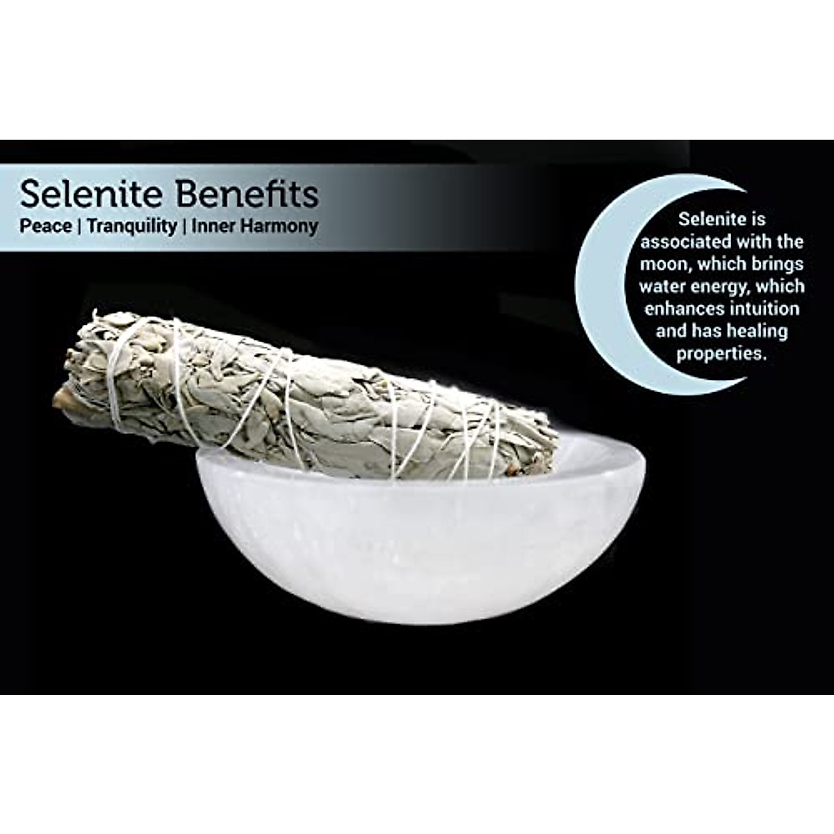 Selenite Crystal Bowls for Smudging, Healing, Recharging Crystals | Pure Selenite Smudge Bowl & Crystal Charging Station Ethically Sourced in Morocco (6 Inch (Pack of 1))