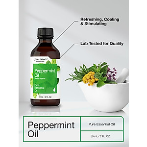 Horbäach Peppermint Oil | 2 fl oz | Pure Essential Spray | for Massage, Bath & Diffusers | Non-GMO, Gluten Free