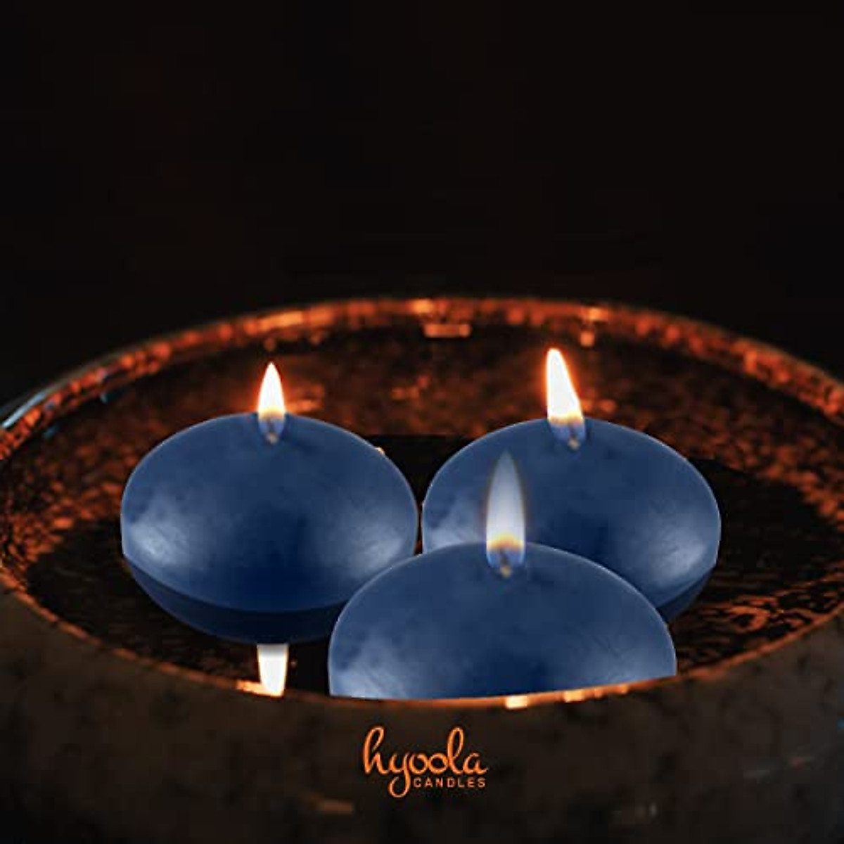 Hyoola Premium Midnight Blue Floating Candles 1.75 Inch - 3 Hour Burn Time - Made in Europe - 20 Pack