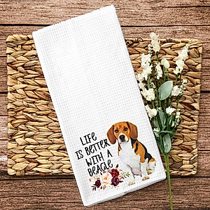 Life is Better with a Beagle Microfiber Kitchen Tea Bar Towel Gift for Animal Dog Lover