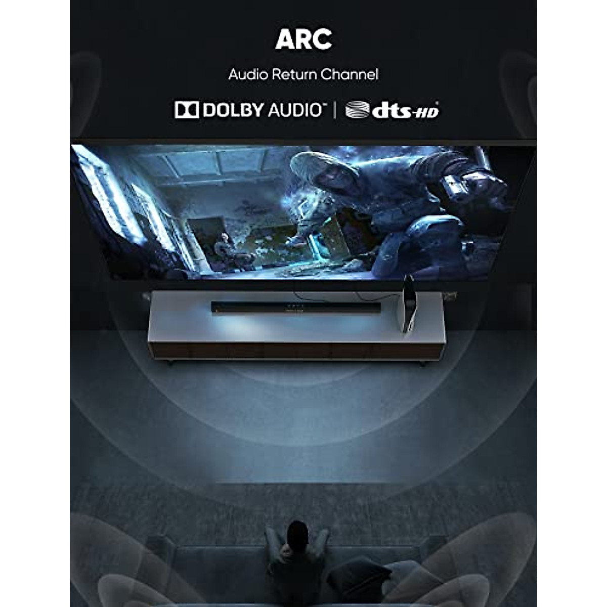 Capshi 4K Long HDMI Cable 35ft/10M, in-Wall CL3 Rated HDMI Cable 2.0 Support (HDR10 8/10bit 18Gbps HDCP2.2 ARC) High Speed HD Shielded Cord Compatible with Roku TV/Laptop/PC/HDTV