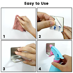 Daily Treasures 304 Stainless Steel Spray Bottle Holder, 6 Pieces Adhesive Spray Bottle Rack Wall Mounted Spray Bottle Hanger, Spray Bottle Organizer, Wall Mount Bottle Holder, Spray Can Holder Rack