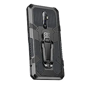 Lusheng Case for Reno2 Z Ultra-Thin PC+TPU Luxury Shockproof Back Cover Armor Bumper Bracket Anti Fall Protective Cover for Oppo Reno2 Z/F 6.53" -Grey