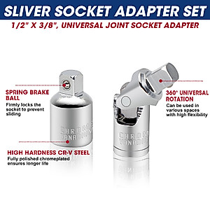 RIZOM 20-Piece 3/8 Inch Drive Long Ball End Hex Bit Socket Set, Extra Long Allen Socket Set, SAE & Metric (1/8-3/8 in., 3-10 mm), CR-V and S2 Steel