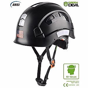 GREEN DEVIL Safety Helmet Hard Hat Adjustable Lightweight Vented ABS Work Helmet for Men and Women 6-Point Suspension ANSI Z89.1 Approved Ideal for Industrial & Construction