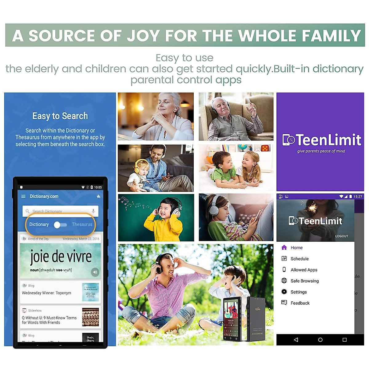 YFFIZQ 144GB Android9.0 MP3 Player with Bluetooth and WiFi,4.3"1080P Full Touch Screen MP4 Player with Spotify,Portable HIFI Sound MP3 Player with speaker,Support Online Streaming Music & Google Play