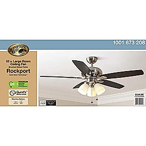 Hampton Bay Rockport 52 in. LED Brushed Nickel Ceiling Fan 51750 /1001673208