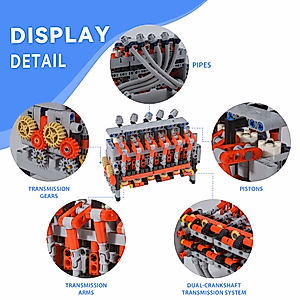 6 Cylinder L6 Engine Model Building kit Set Hobby DIY STEM Toy for Kids & Adults with Guide 500+ Pieces, Toy Building Set, Build Your own Engine That Runs, Mini Engine