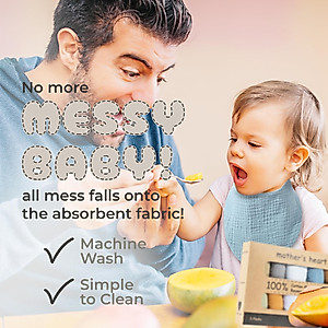 Mother's Heart Bandana Drool Bibs - Natural Cotton Muslin Baby Bibs - Set of 5 for Boys