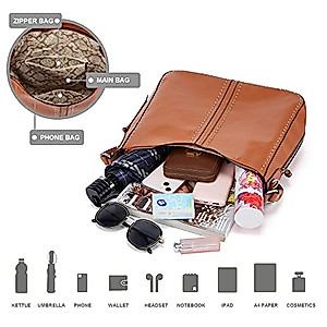 Viviphanhy Women Large hobo Leather tote concealed carry purses shoulder crossbody bags sets(Brown)