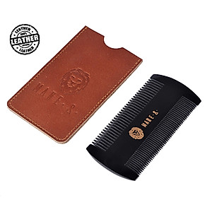 Premium 100% Oxhorn Dual-Action Beard Comb with Genuine Leather Case – the Perfect Beard Grooming Gift for Men by Man & Mane.