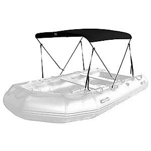 Seamander Inflatable Boat Bimini Tops,Rib Boat Cover with Mounting Hardware (Black, 2 Bow 59" L x 42"- 49" W x 39.4" H for Rib)