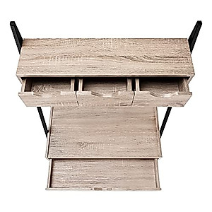 Monarch Specialties 7332 Computer Desk, Home Office, Laptop, Leaning, Storage Drawers, 32" L, Work, Metal, Laminate, Brown, Black, Contemporary, Modern Desk-32 L Dark Taupe, 31.5" L x 19" W x 61.25" H