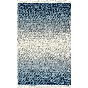 Unique Loom Hygge Shag Collection Modern Moroccan Inspired, Plush & Cozy Area Rug, 4 ft x 6 ft, Blue/Ivory