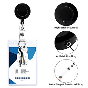 Soleebee 1 Pack Nurse Badge Reel, 24'' Retractable Badge Holder with 360° Swivel Alligator Clip Solid Color ID Badge Holder for Nurse Doctor Teachers Students Badge Reel (Black)