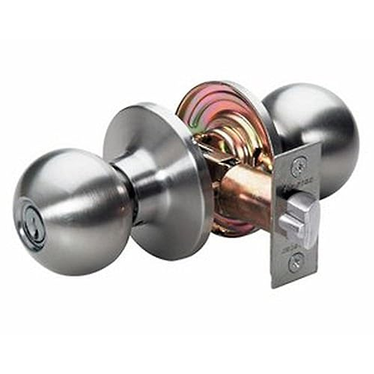 Master Lock BAO0115 Keyed Ball Door Knob with Lock, Satin Nickel