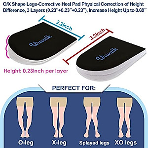 Urwalk 3 Layers Adjustable Supination & Over - Pronation Adhesive Corrective Gel Shoe Inserts, Medial& Lateral Heel Wedge Lifts for