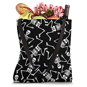 Cute Spooky Season Dancing Skeleton Trick or Treat Halloween Tote Bag