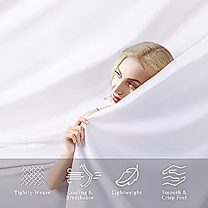 SONORO KATE Cotton Queen Size Sheets - 1000 Thread Count, Luxury 100% Egyptian Cotton Sheets Set, Cooling Bed Sheets, Deep Pocket up to 16" - 4 Piece (White, Queen)