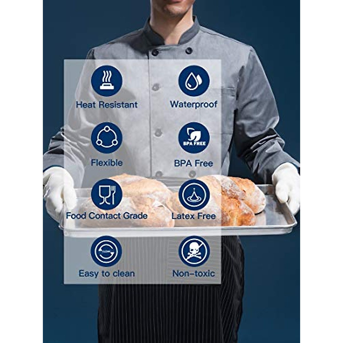 Wahoo Liquid Silicone Smoker Oven Gloves, Food-Contact Grade, Heat Resistant Gloves for Cooking, Grilling, Baking, White, XL/10