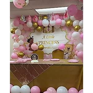 Mocsicka Royal Pincess Baby Shower Backdrop Pink Gold Little Royal Princess Photography Bakcground Gold Crown Baby Shower Decorations, 7x5ft