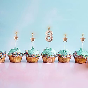 Rose Gold Number 9 Birthday Candles and Star Birthday Candles 2.76 inch Birthday Cake Candles 3D Diamond Shaped Candles are Suitable for Birthday Parties and Anniversary Cake Decorations Candles