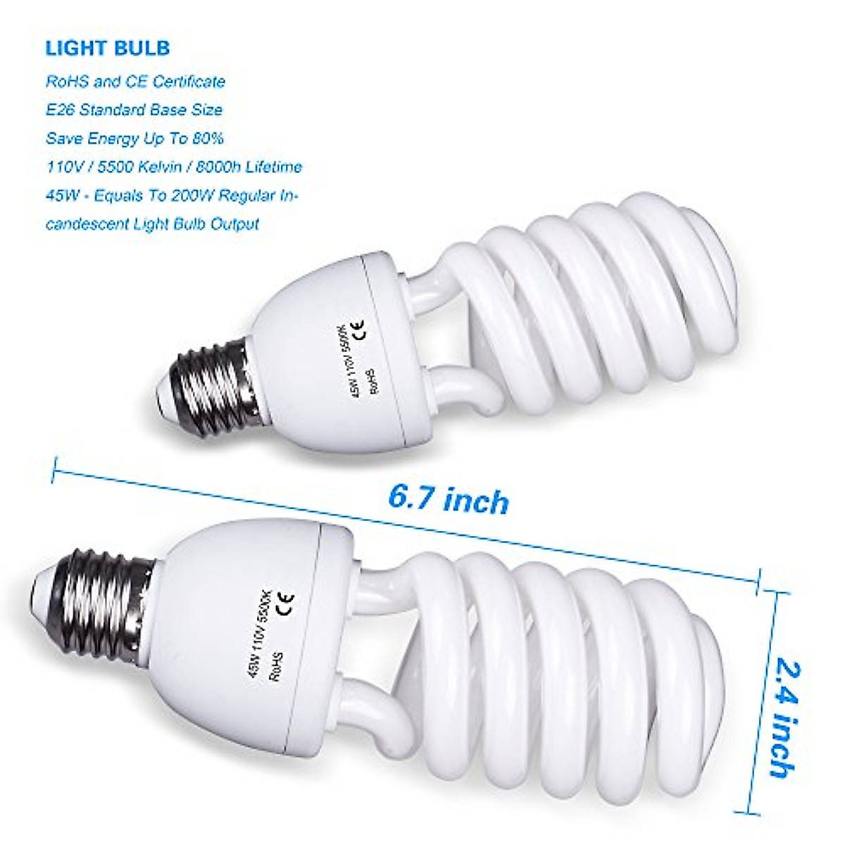 EMART Photography Umbrella Lighting Kit, 400W 5500K Photo Portrait Continuous Reflector Lights for Camera Video Studio Shooting Daylight (2 Packs)