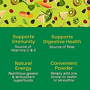 Amazing Grass Greens Blend Superfood: Super Greens Powder Smoothie Mix with Organic Spirulina, Chlorella, Beet Root Powder, Digestive Enzymes & Probiotics, Original, 30 Servings