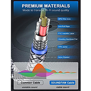 SOUNDFAM RCA to 1/4 Cable，Dual RCA to Dual 1/4 inch TS Stereo Audio Interconnect Cable，Dual 6.35mm to Dual RCA/Phono Patch Cable-Grey(3.3Feet/1M)