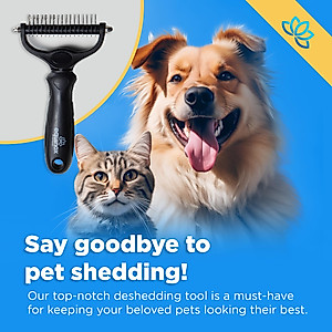 Equinox Dog Grooming Scissors & Deshedder - 7 in 1 Pet Grooming Scissors Set with undercoat brush - Curved Dog Scissors with safety tips - Includes Thinning & Rounded Shears - For dogs & cats